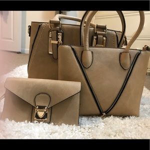Bags | Steal 3 In 1 Beautiful Cream Bag Set | Poshmark